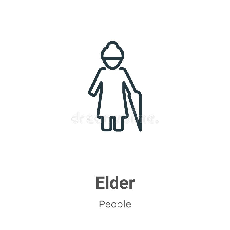 Elder Outline Vector Icon. Thin Line Black Elder Icon, Flat Vector ...