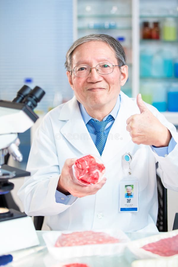 Elder Scientist Take Meat Sample Stock Photo - Image of beef, inspect ...