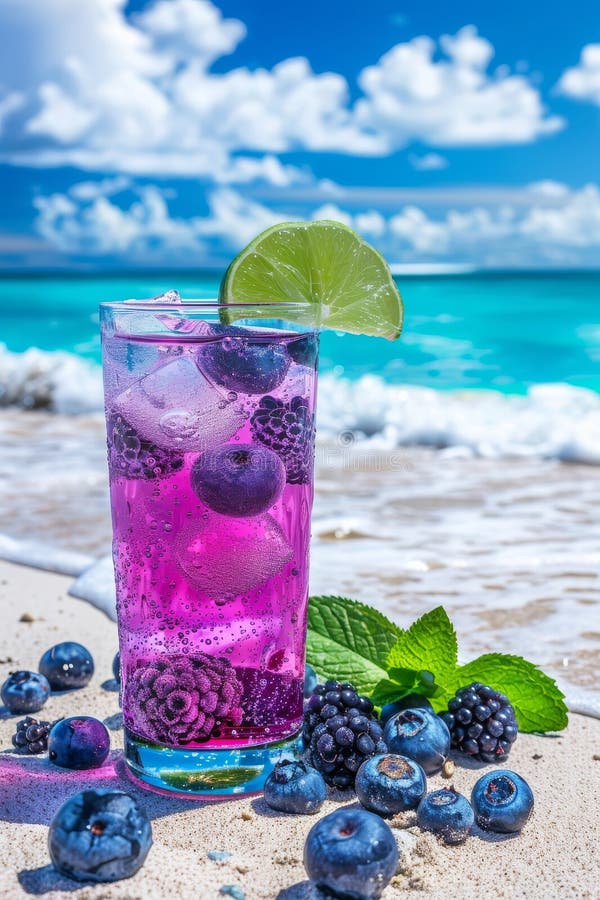 Elderberry Lemonade Product Poster on Light Blue Sky Background with ...