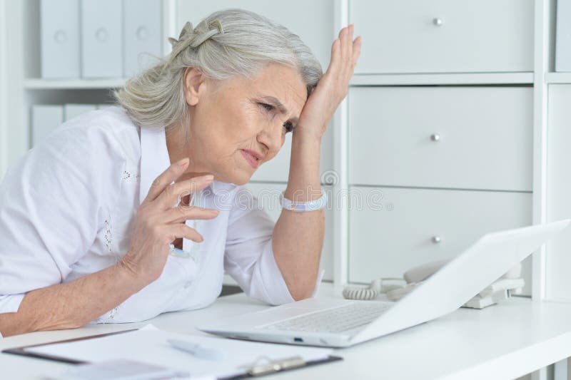 Elderly Businesswoman Working Stock Image - Image of handsome, adult ...