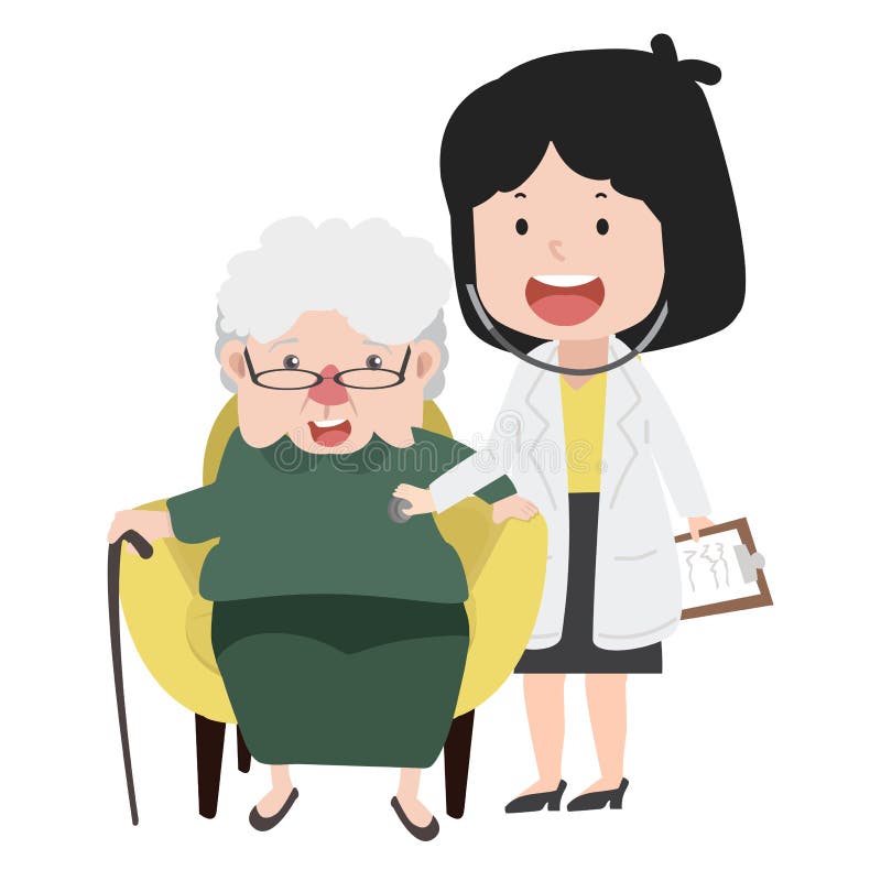 Elderly Checkup with Doctor Cartoon Stock Vector - Illustration of ...