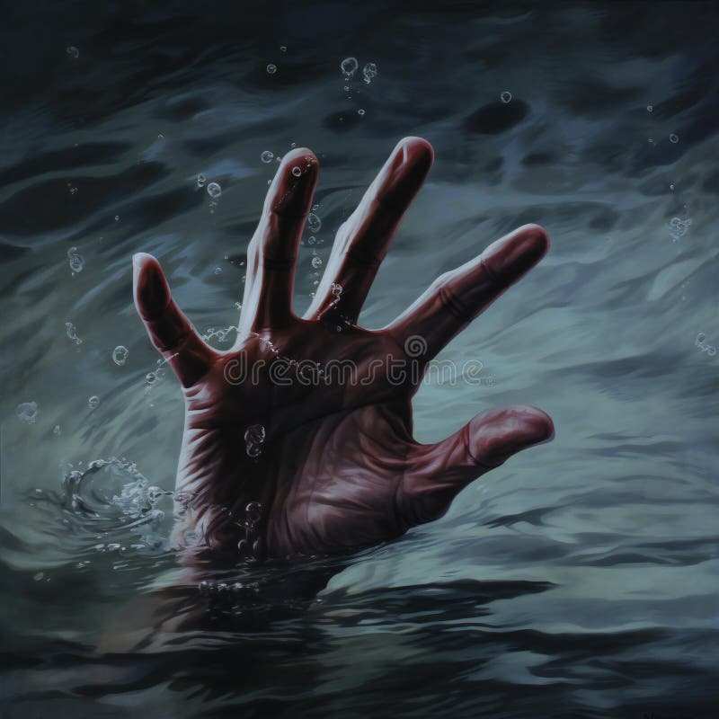 Hand drowning man stock illustration. Illustration of abstract - 64889843
