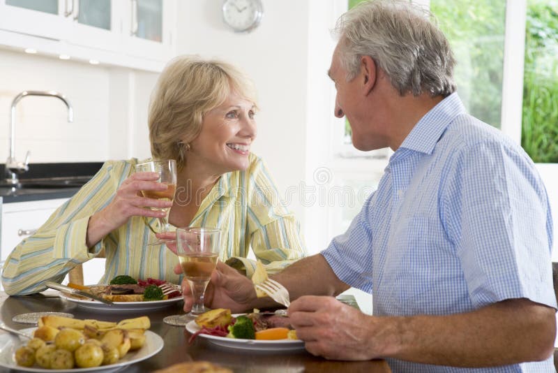Elderly Couple Enjoying Healthy Meal Stock Photo - Image of together ...