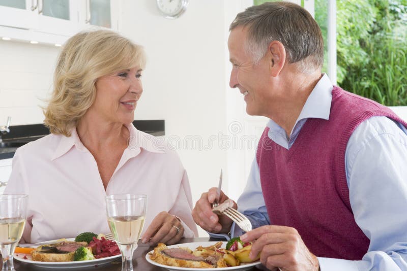 Elderly Couple Enjoying Healthy Meal Stock Image - Image of together ...