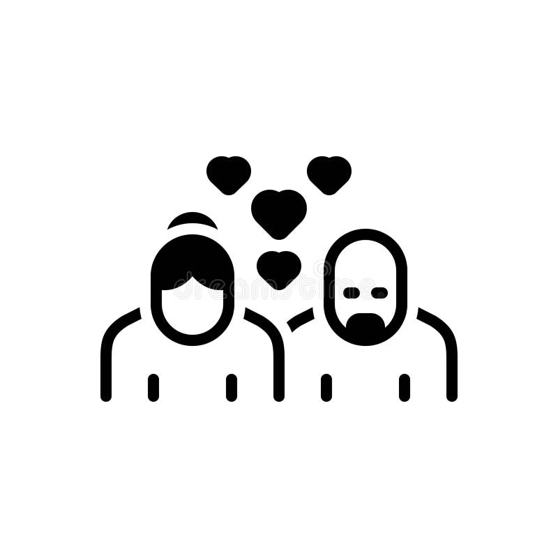 Black Solid Icon for Elderly Couple, Elderly and Marrief Stock ...