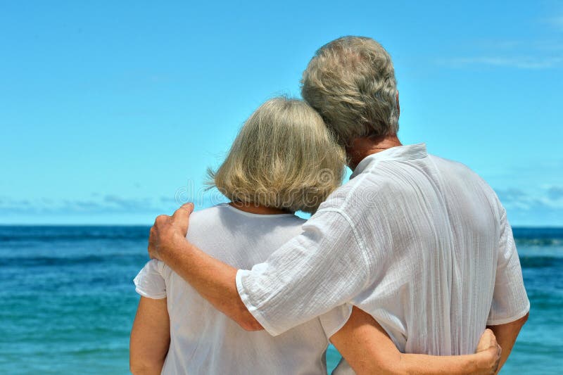 Elderly Couple Rest at Tropical Resort Stock Image - Image of seashore ...