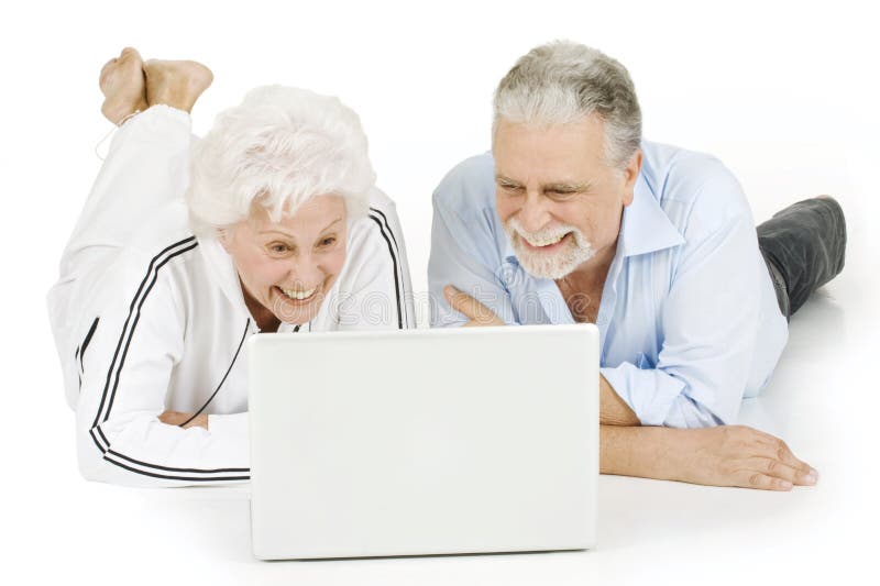 Elderly People Using Laptop Computer Stock Image - Image of closeup ...