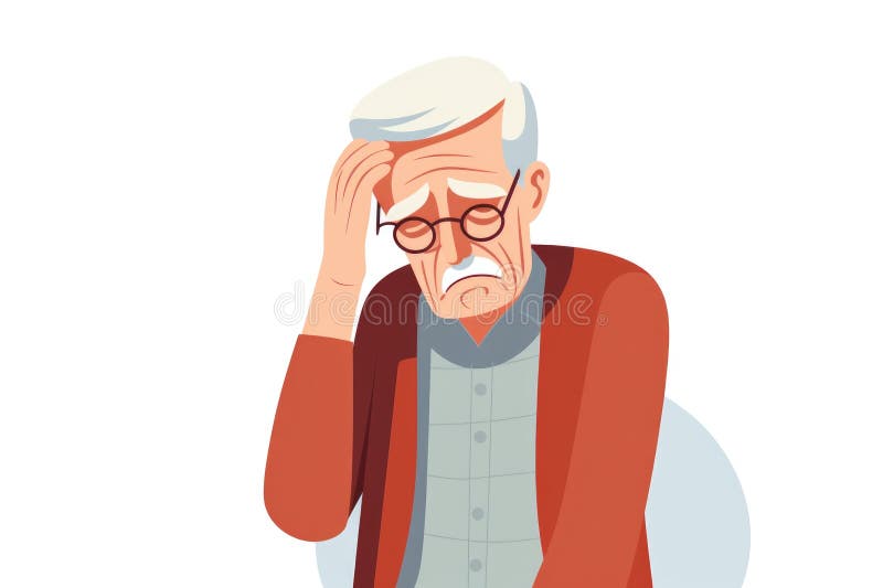Elderly Depressed Man Head Down and Crying on White Background Stock ...