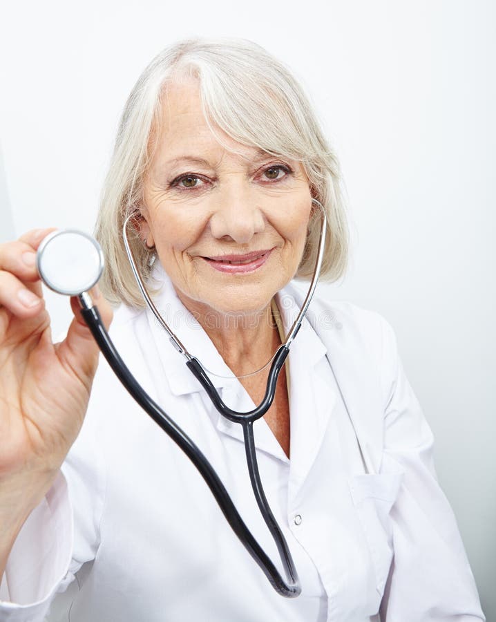 Elderly Doctor with Stethoscope Stock Photo - Image of people, hospital ...