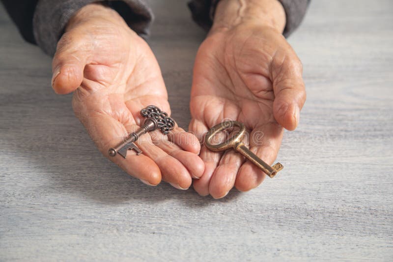 Elderly Female Hand with a Old Key Stock Image - Image of senior ...
