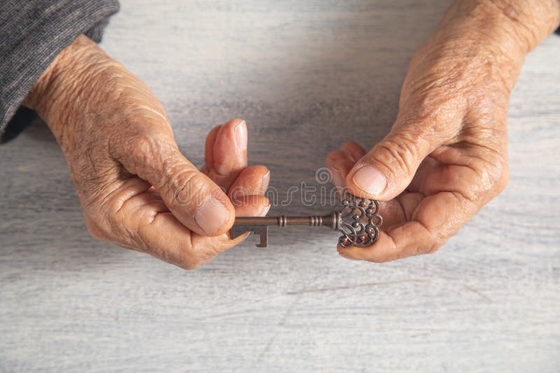 Elderly Female Hand with a Old Key Stock Image - Image of adult ...