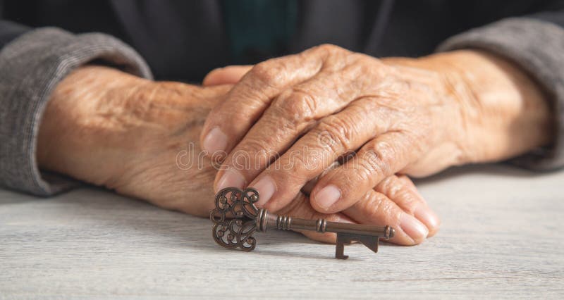 Elderly Female Hand with a Old Key Stock Photo - Image of female, woman ...