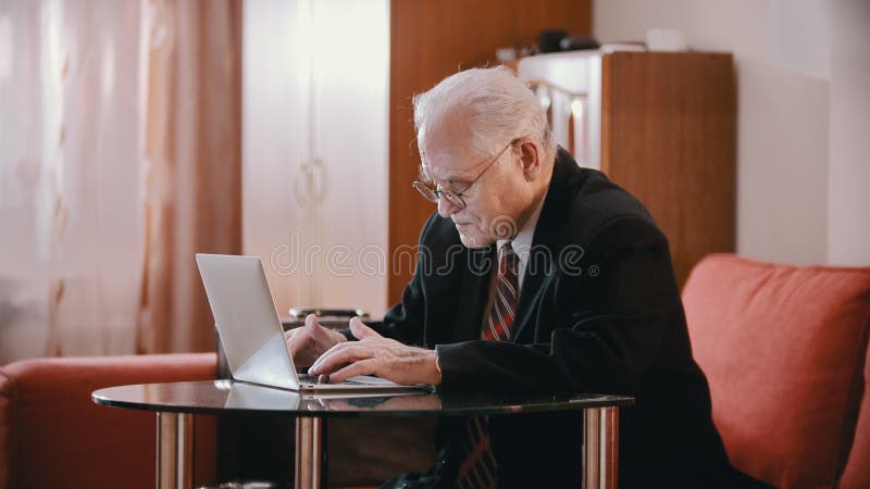 Elderly Grandfather - Old Grandfather with Glasses and a Jacket is ...