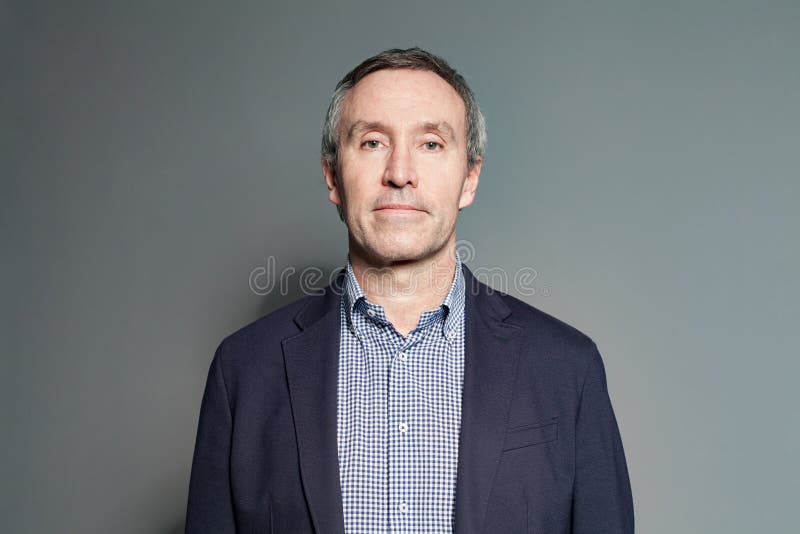 Elderly Gray Man on Grey Background Stock Photo - Image of model ...