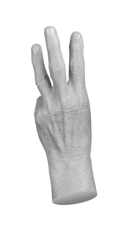An Elderly Hand Making a Three Finger Gesture, Symbolizing ...