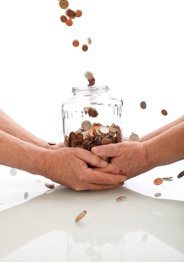 Coins falling into a jar stock photo. Image of financial - 19018412