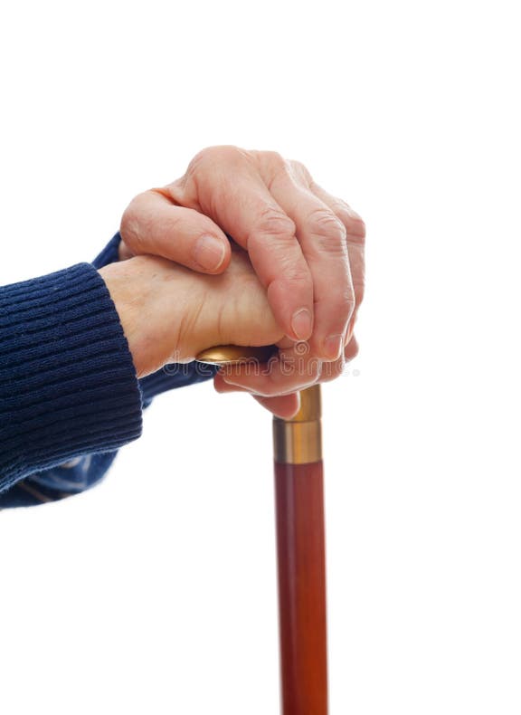 Elderly Hands Resting on Stick Stock Image - Image of cripple, older ...