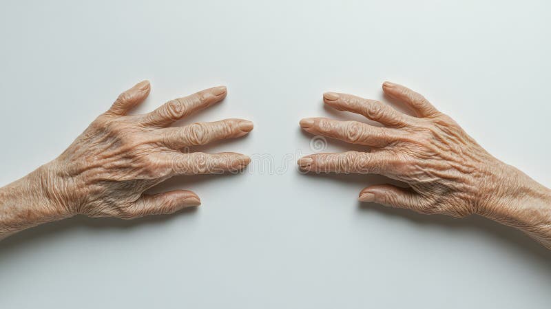 Elderly Hands Resting on White Surface with Wrinkles and Textures Stock ...