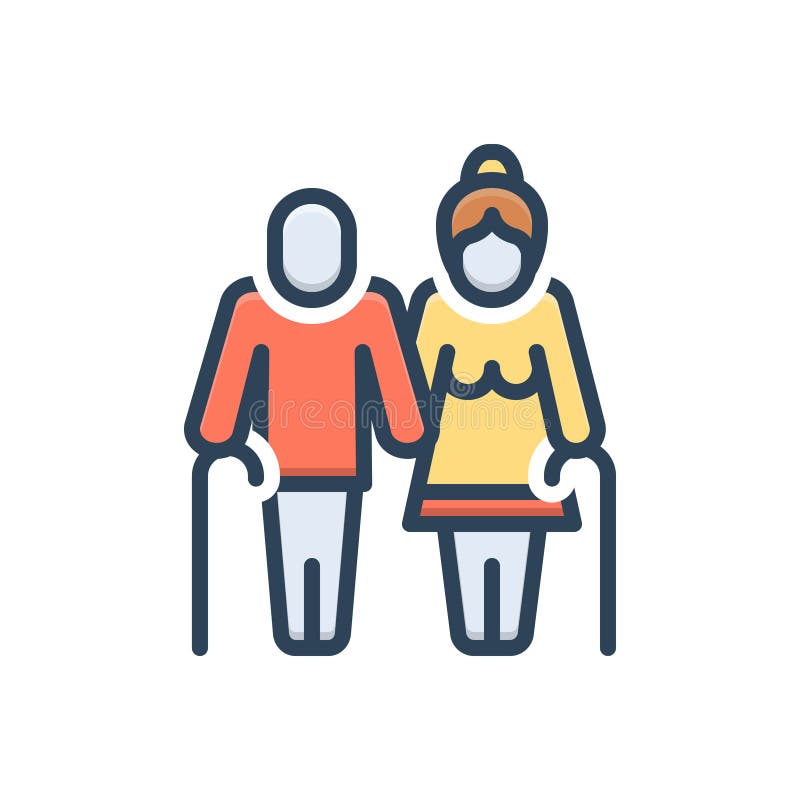 Color Illustration Icon for Elderly, Ages and Senior Stock Illustration ...