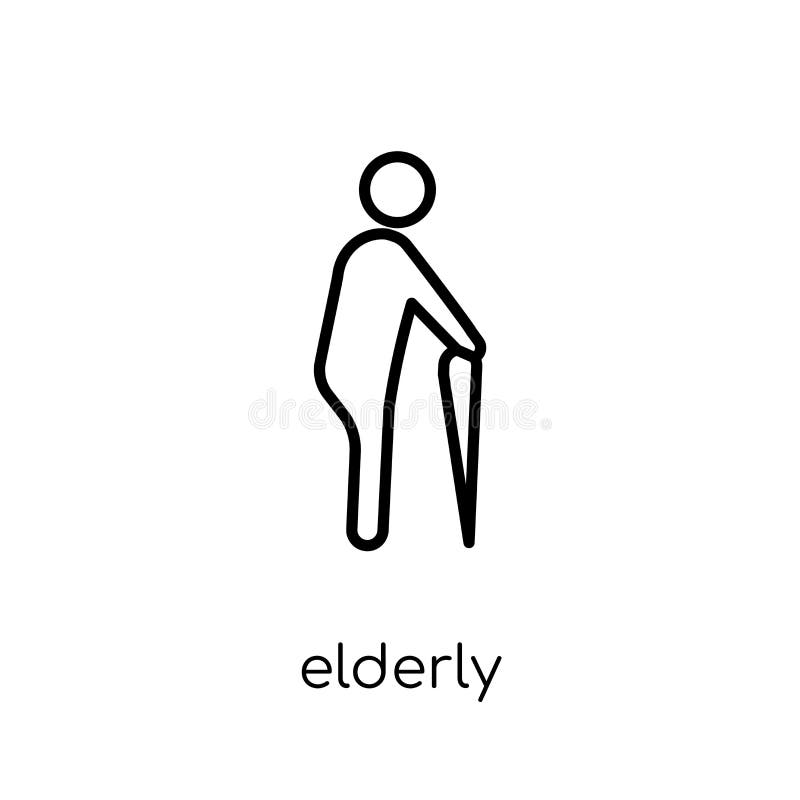 Elderly Icon. Trendy Modern Flat Linear Vector Elderly Icon on W Stock ...