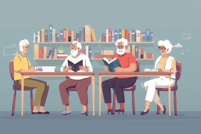 Elderly Individuals are Studying Foreign Languages Using Textbooks and ...