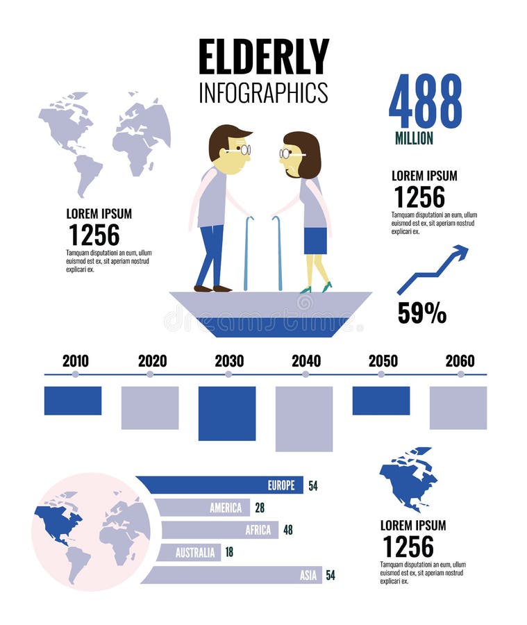 Elderly infographics. stock vector. Illustration of business - 88916185