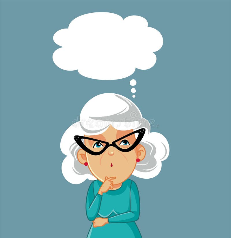 Senior Woman Thinking and Wondering Vector Cartoon Stock Vector ...