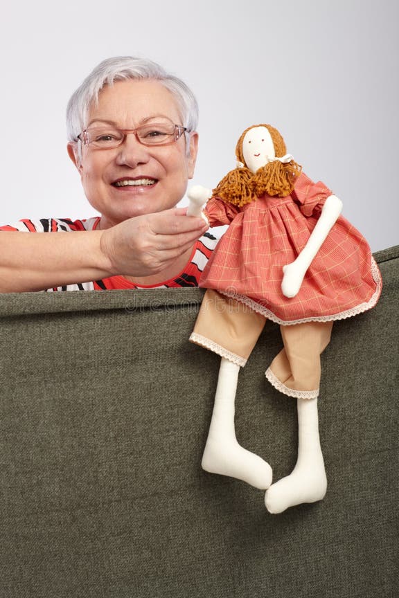 Elderly Lady Playing Puppet Show Stock Photo - Image of cheerful ...