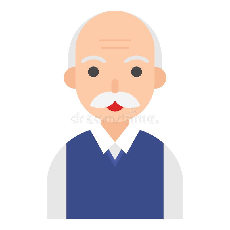 Elderly Man Avatar Flat Icon, Vector Illustration Stock Vector ...