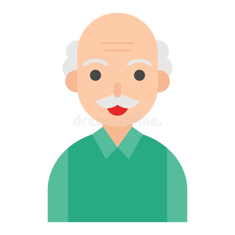 Elderly Man Avatar Flat Icon, Vector Illustration Stock Vector ...