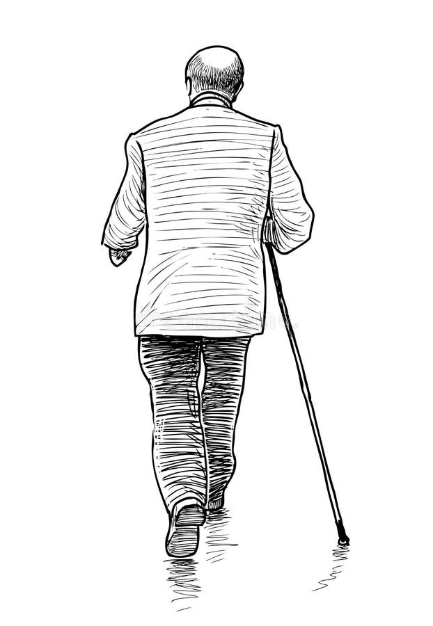 Man Walking Away Drawing