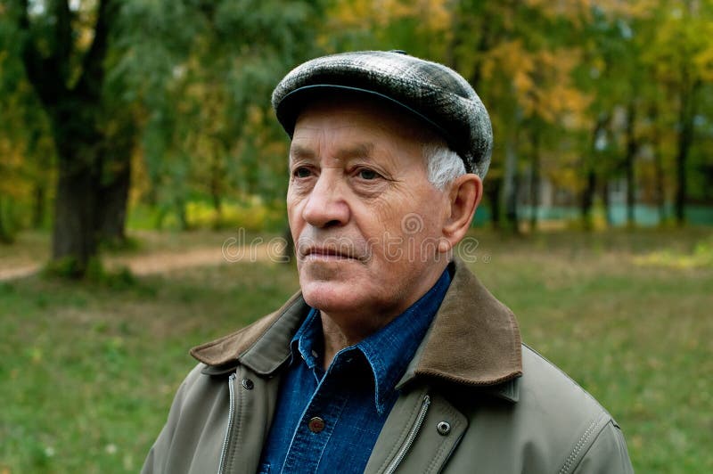 Elderly man in cap stock photo. Image of parent, grandfather - 10075644