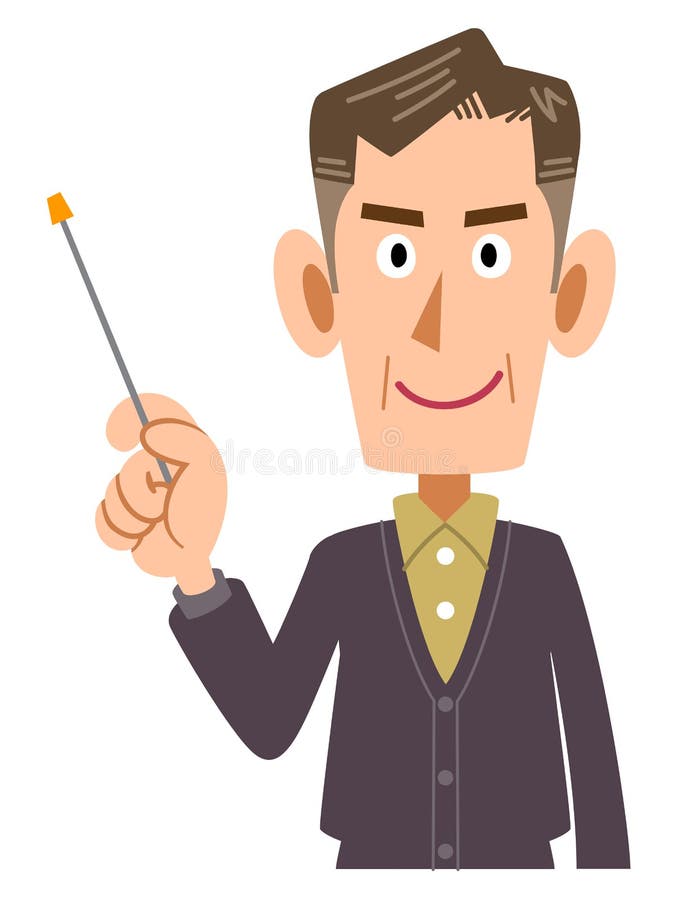 Elderly Man in Casual Clothes Explaining with a Pointer in His Hand ...