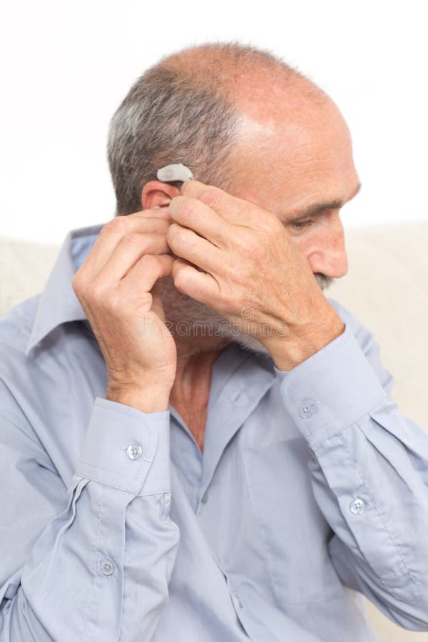Elderly Man with a Deaf-aid Stock Image - Image of impaired, amplifiers ...