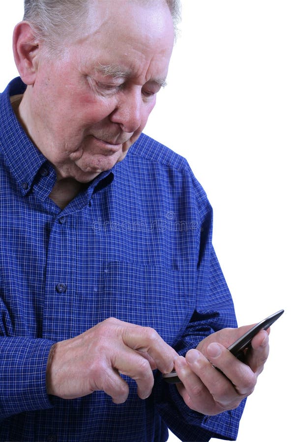Elderly Man Using Cell Phone Stock Photo - Image of cell, technology ...