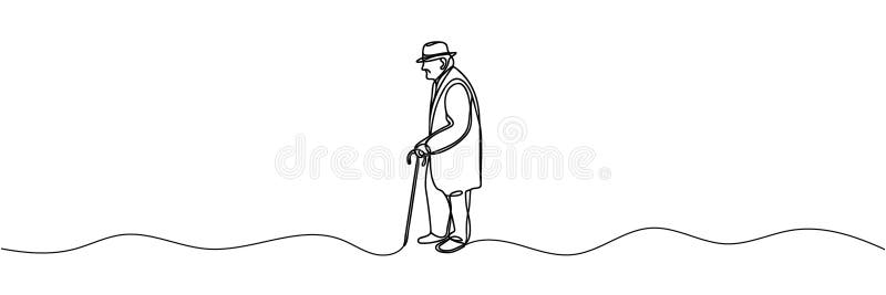 The Elderly Man is Drawn in One Line Style. Vector Illustration Stock ...