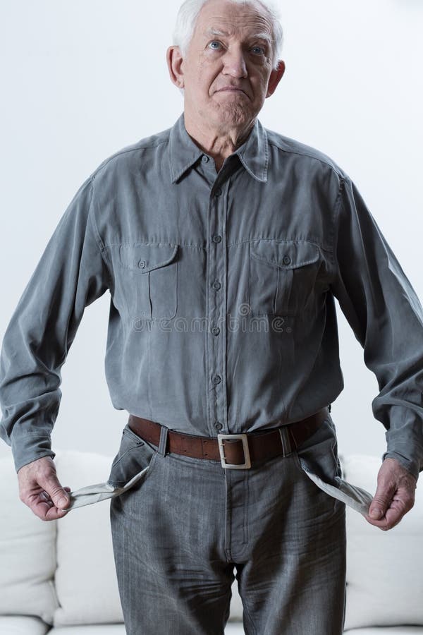 Elderly Man with Empty Pockets Stock Photo - Image of problem, standing ...