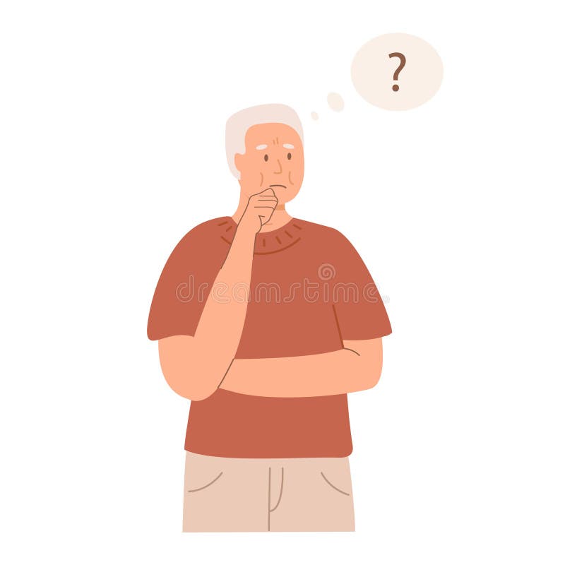Elderly Man Experiencing Confusion, Memory Loss, Thinking with a ...