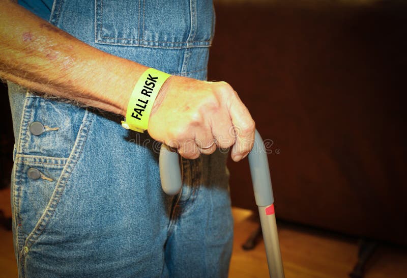 Elderly Man a Fall Risk Walking with a Cane Stock Photo - Image of body ...