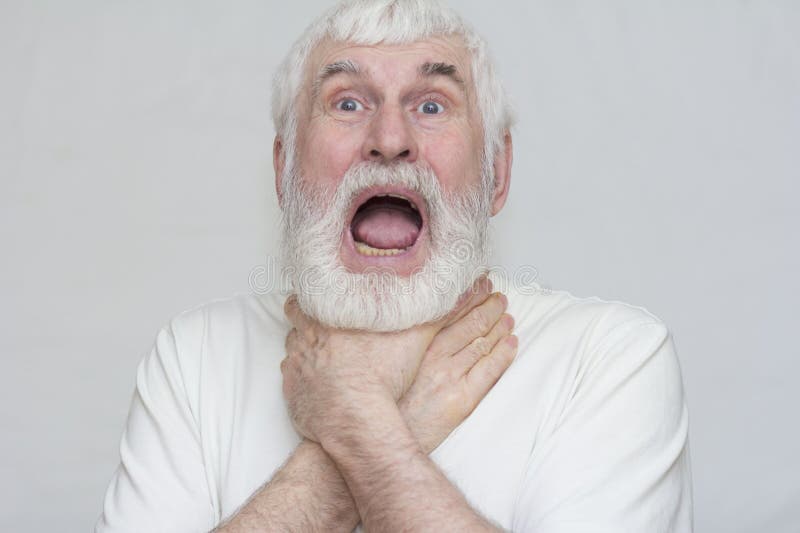 Elderly Man with a Gray Beard with an Evil Look Stock Photo - Image of ...