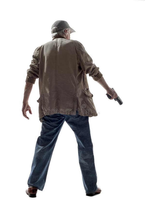Elderly man with a gun stock photo. Image of jacket, mugger - 57202138