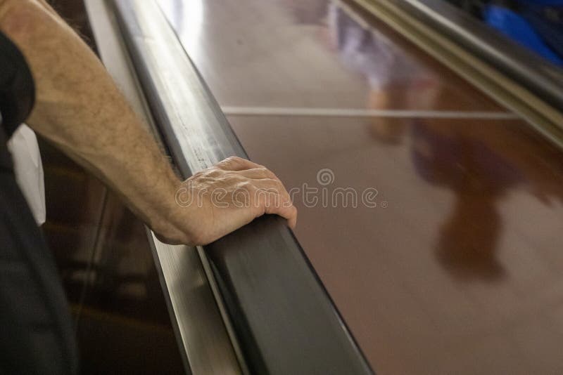 Elderly Man Hand Holding Railing Stock Image - Image of careful, human ...