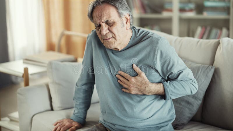 An Elderly Man with Heart Problems Stock Photo - Image of home, adult ...