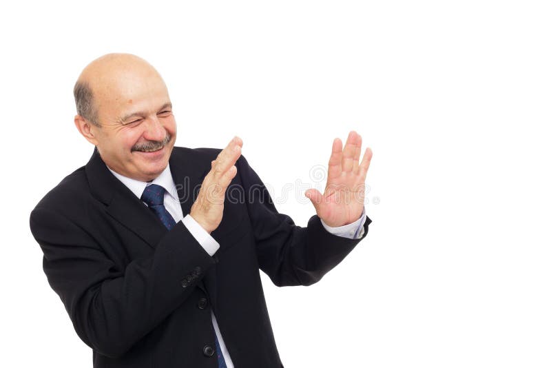 Elderly Man is Hiding from Danger. Stock Image - Image of emotion, bald ...