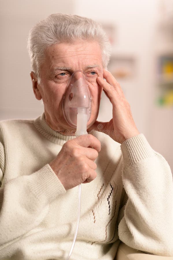Elderly Man Making Inhalation Stock Image - Image of patient, help ...