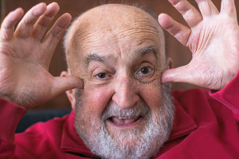 Elderly Man Mocking and Ridiculing Stock Image - Image of beard ...
