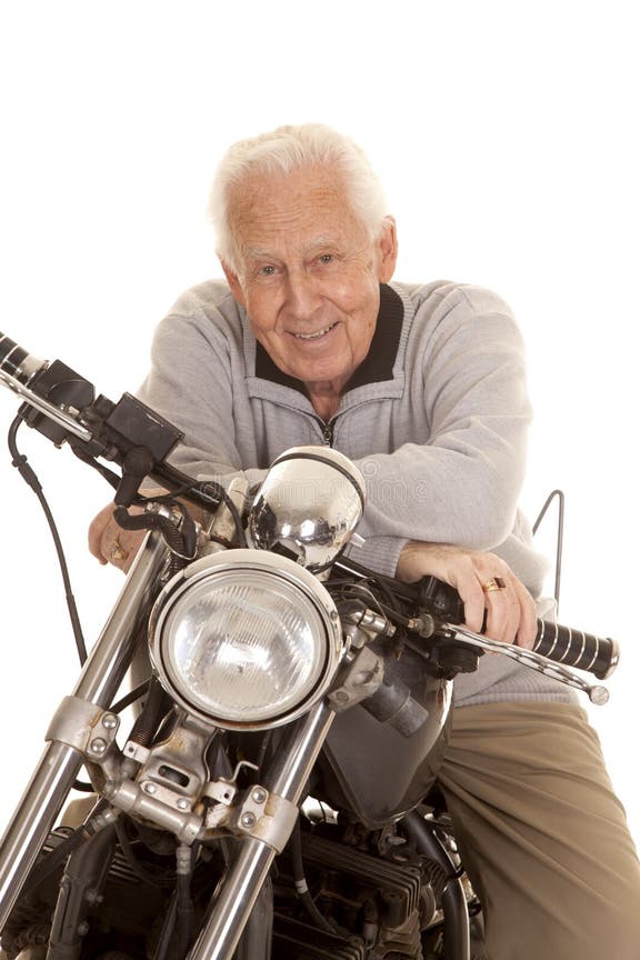 Elderly Man on Motorcycle Close Smile Stock Image - Image of biker ...