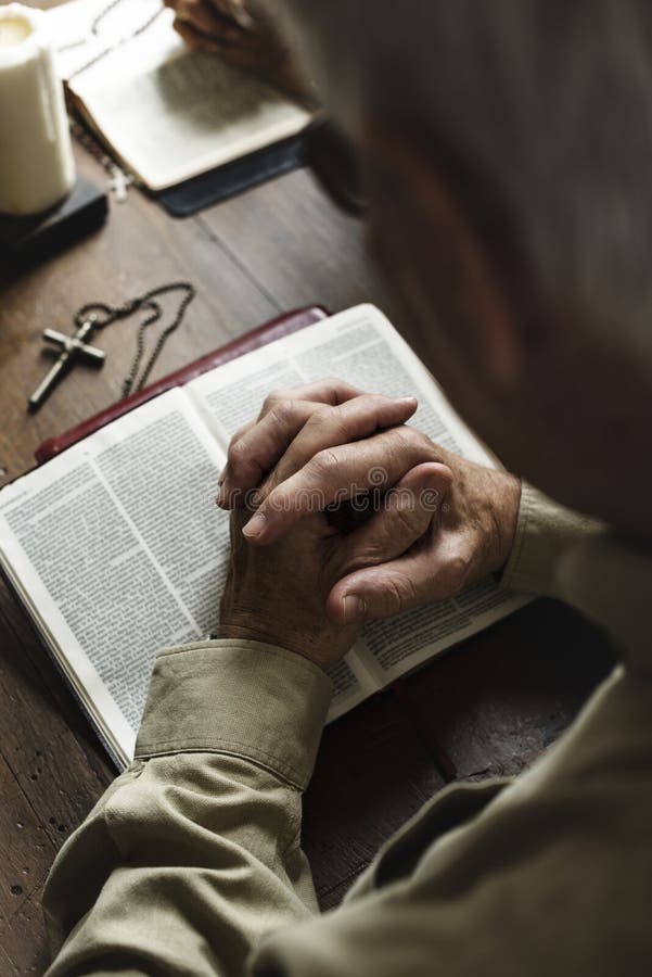Elderly Man is Reading a Bible Stock Photo - Image of spiritual ...