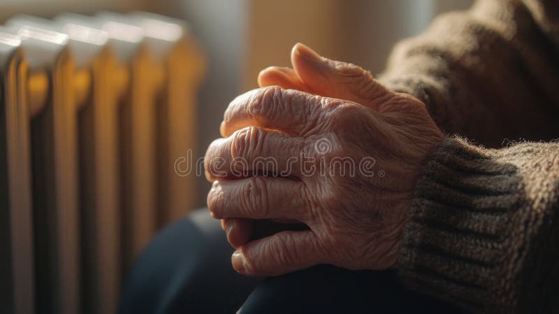 Elderly Man S Hands Gently Warming by Radiator in a Cozy Indoor Setting ...