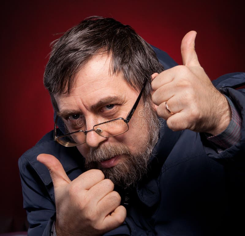 Elderly man shows ok sigh stock photo. Image of contemporary - 29440684